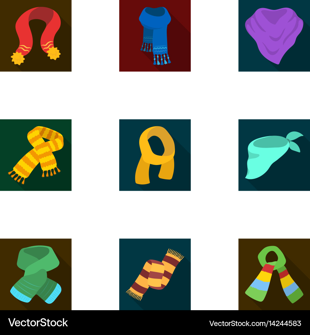 Beautiful woolen silk-colored warm scarves Vector Image