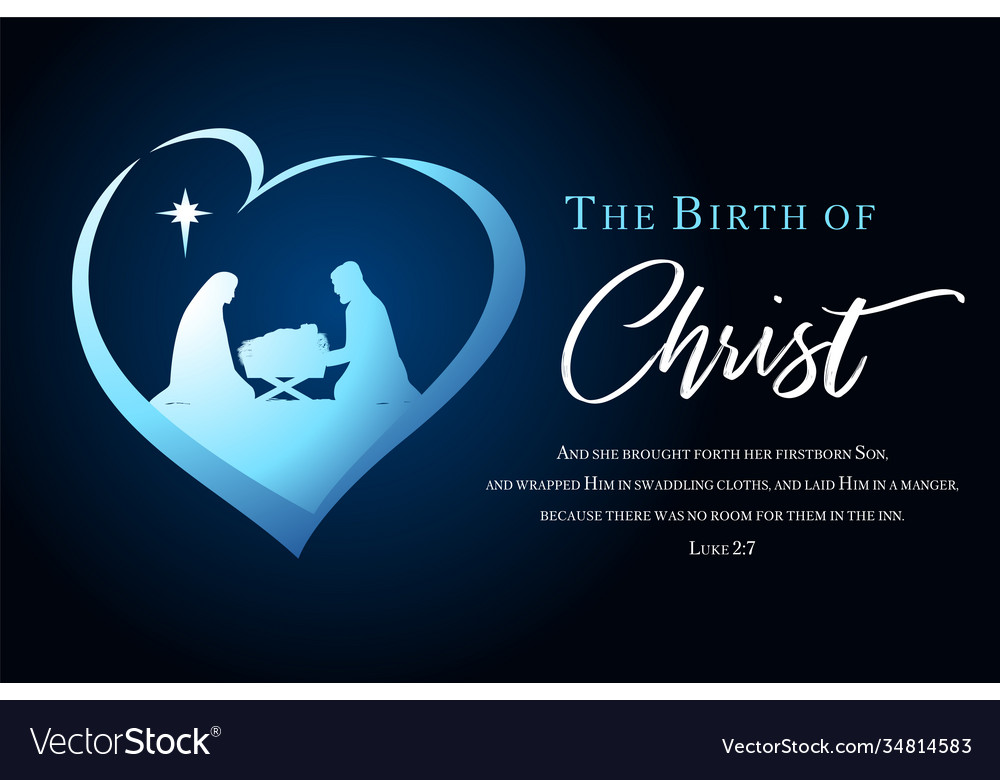 Birth christ and manger in heart luke 2 7 Vector Image