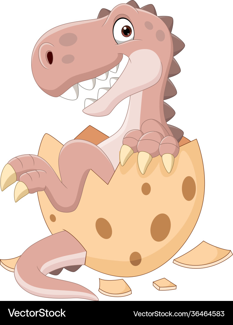 Cartoon baby dinosaur hatching from egg Royalty Free Vector