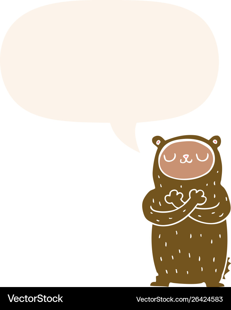 Cartoon bear and speech bubble in retro style Vector Image