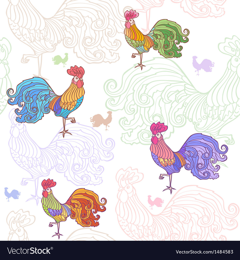 Cockerel pattern Royalty Free Vector Image - VectorStock