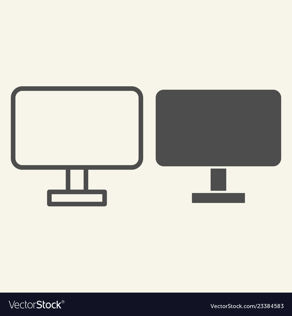 Computer monitor line and glyph icon pc screen Vector Image