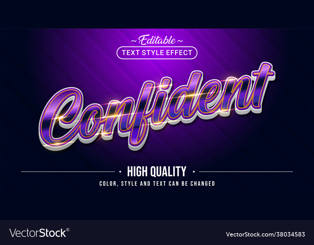 Editable text style effect - confident Royalty Free Vector