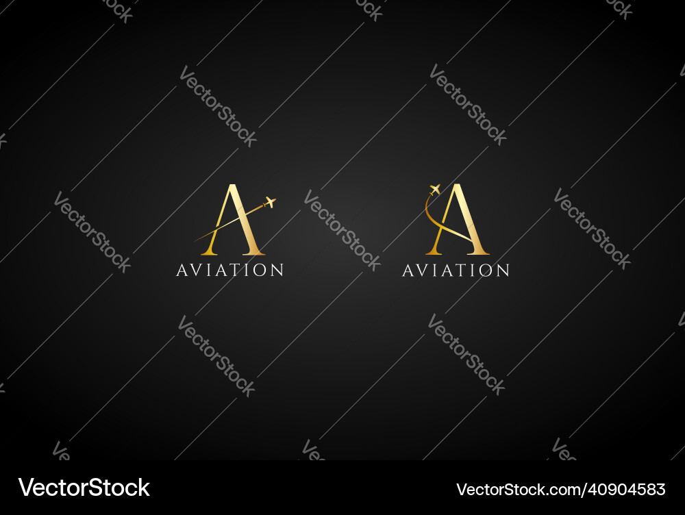 Elegant luxury letter a with jet plane Royalty Free Vector