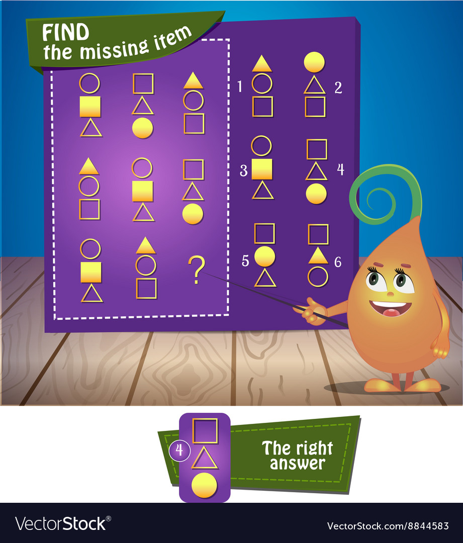 Find the missing part square triangle Royalty Free Vector