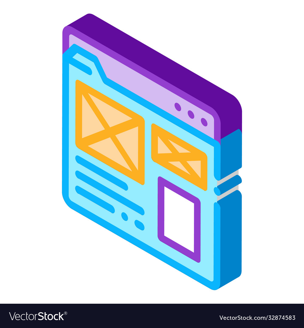 Front end web site style isometric icon Royalty Free Vector