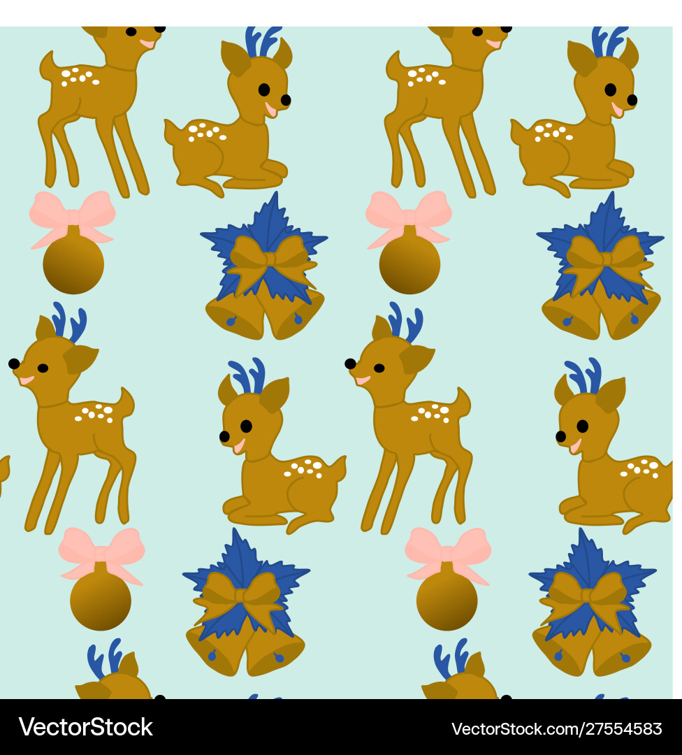 Golden baby raindeer in a seamless pattern design Vector Image
