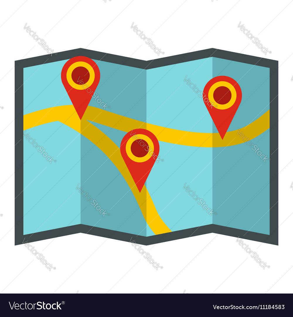 Map with pointer icon flat style Royalty Free Vector Image