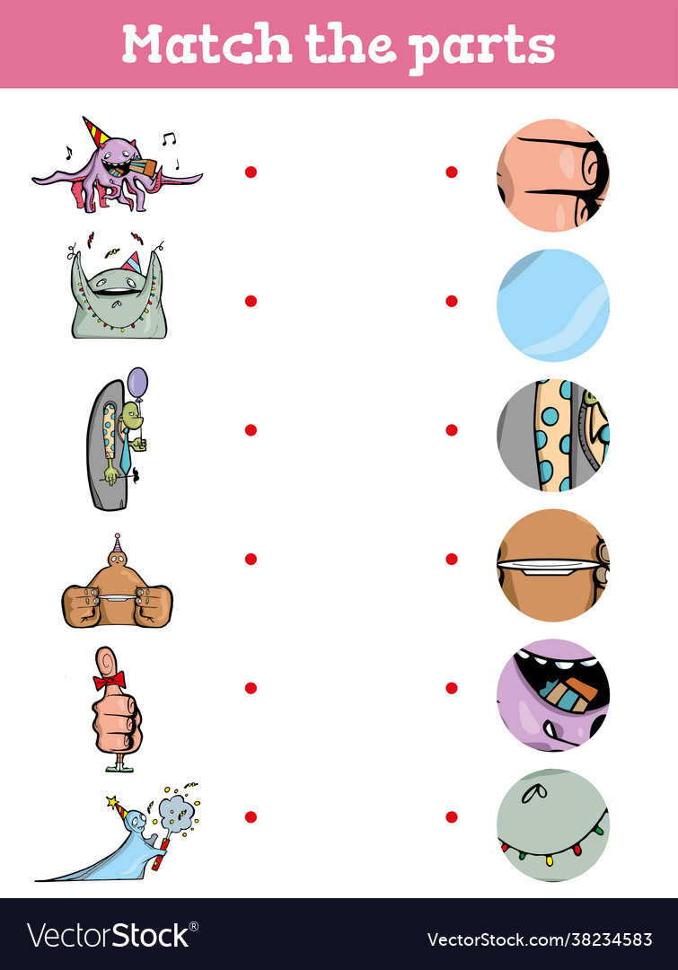 Match part educational game for children Vector Image