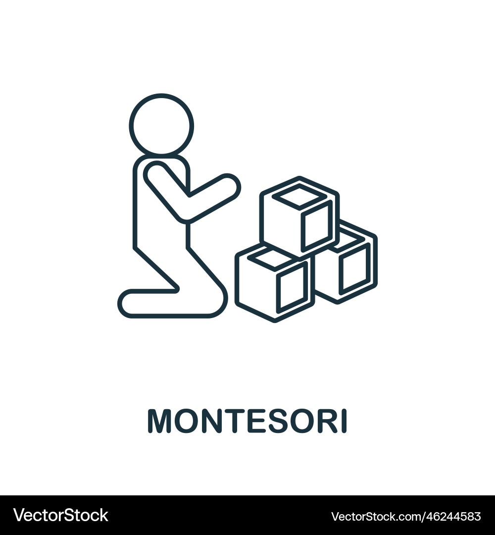 Montesori line icon monochrome simple Royalty Free Vector