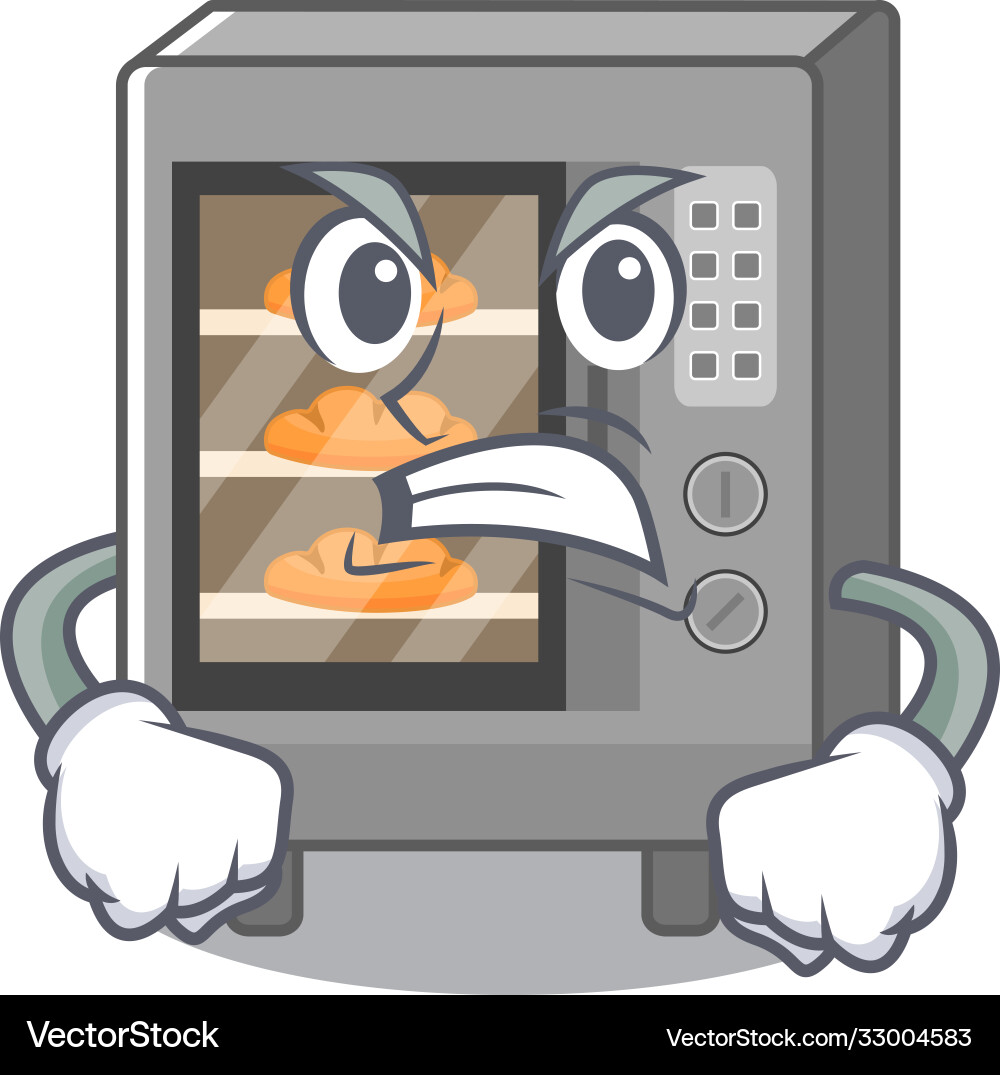 Oven cake cartoon character style having angry Vector Image