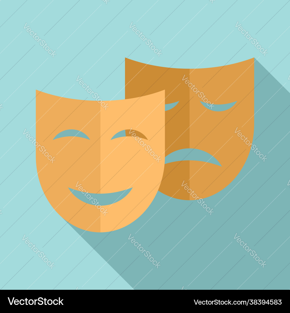 Theater mask icon flat drama comedy Royalty Free Vector