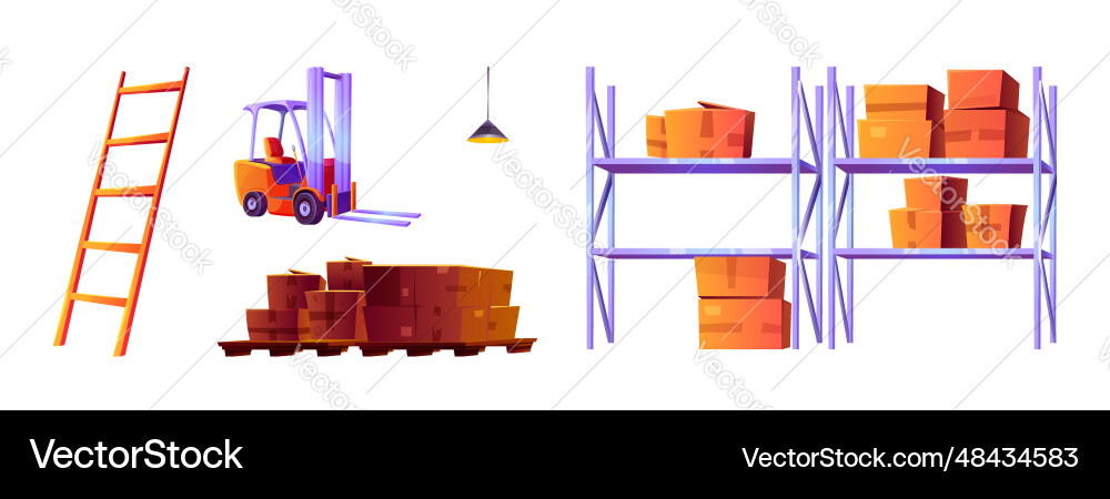 Warehouse interior with box and pallet Royalty Free Vector