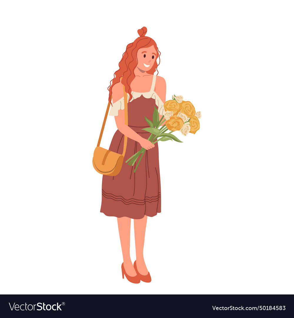 Young smiling woman cartoon character holding Vector Image