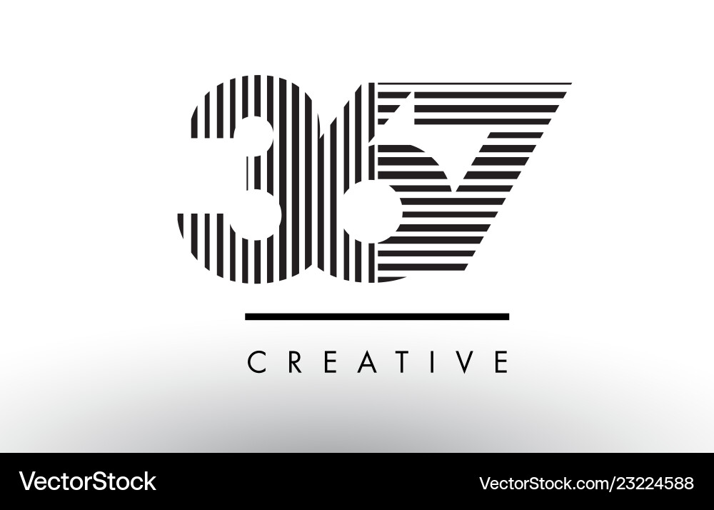 367 black and white lines number logo design Vector Image