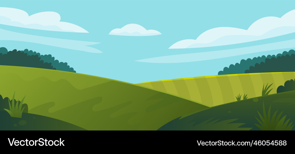 Beautiful fields landscape with a dawn green Vector Image