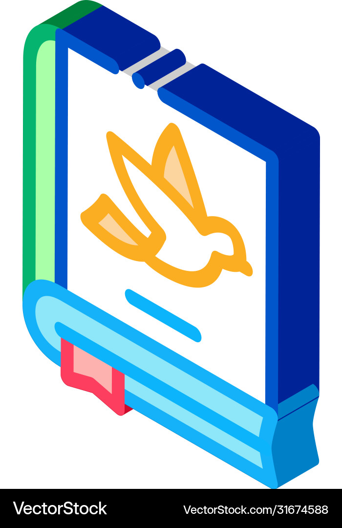 Bird on ornithology book icon thin line Royalty Free Vector
