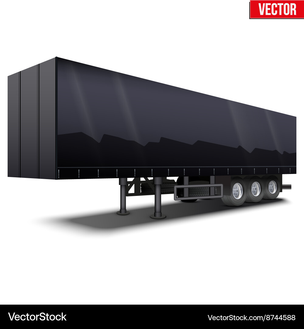 Blank black parked semi trailer Royalty Free Vector Image