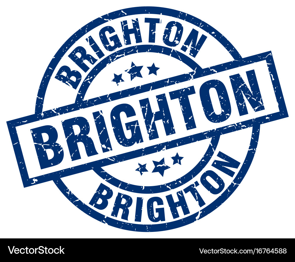 Brighton blue round grunge stamp Royalty Free Vector Image