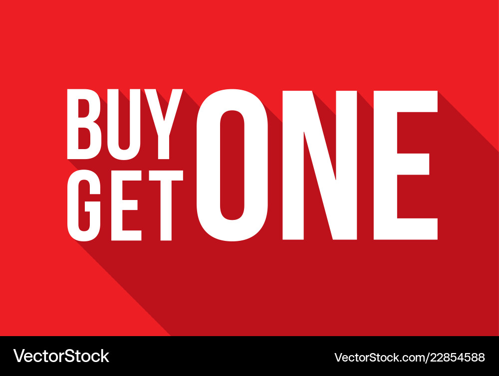 Buy one get one sign long shadow Royalty Free Vector Image