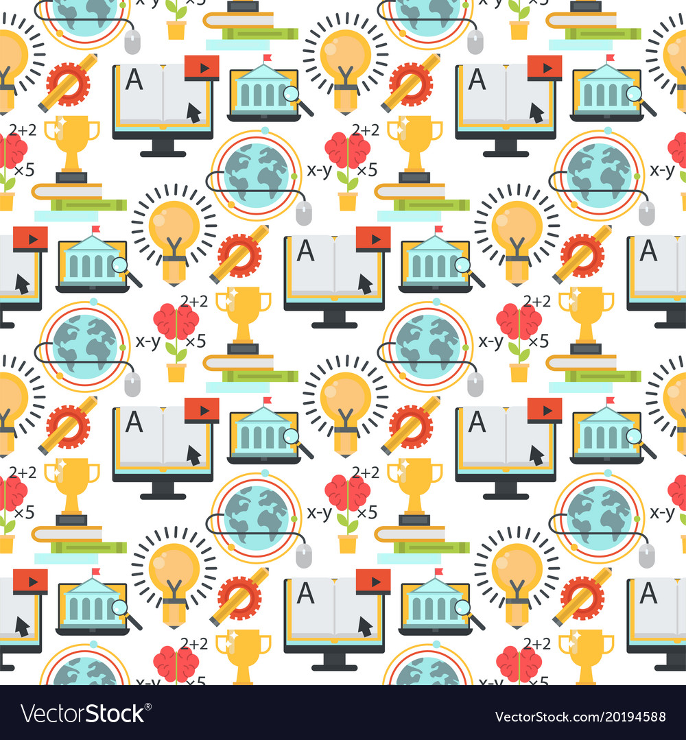 Distant learning seamless pattern background Vector Image