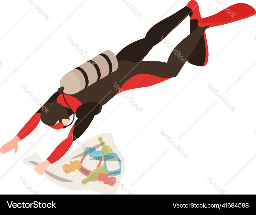 Diver for garbage composition Royalty Free Vector Image