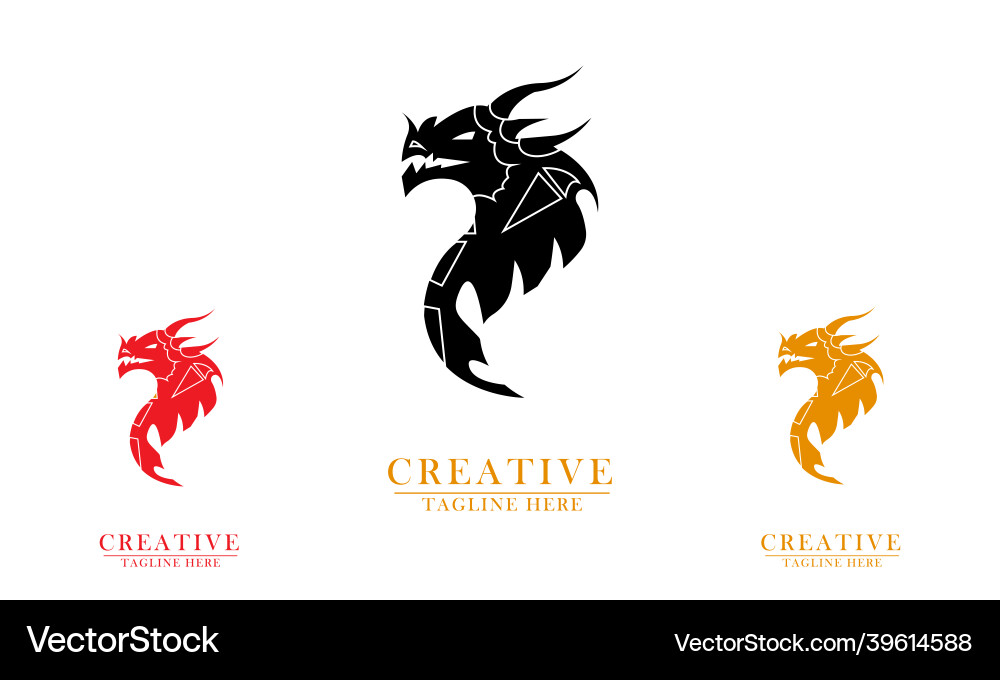 Dragon mythical animal logo icon Royalty Free Vector Image