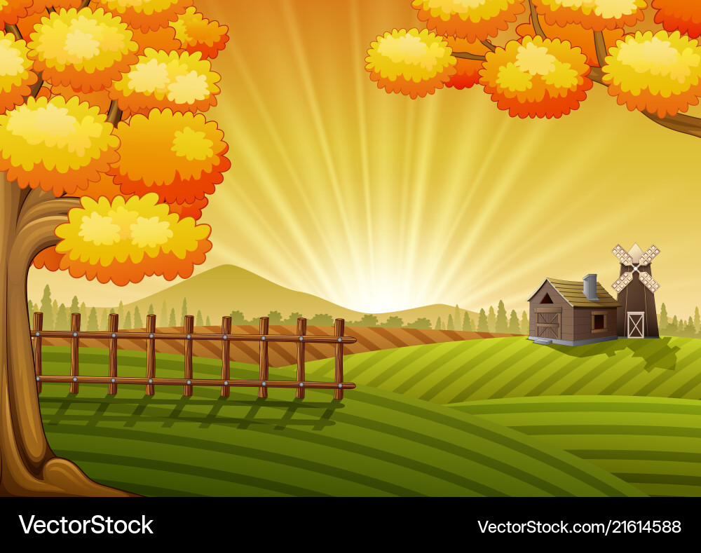 Farm cartoon landscape Royalty Free Vector Image