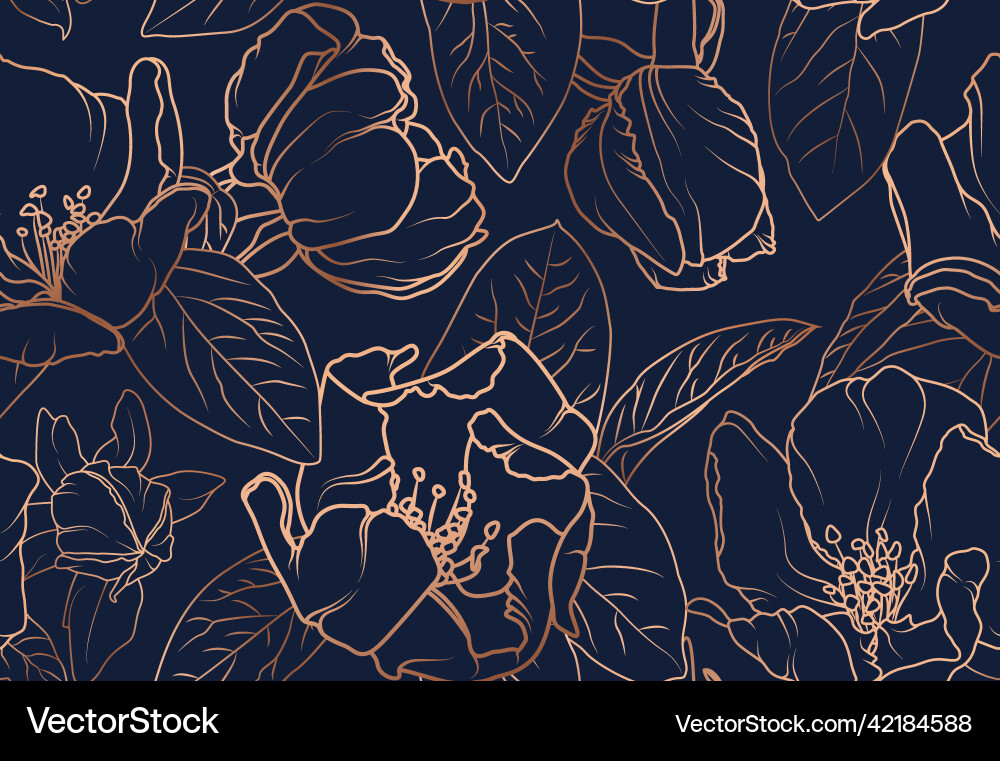 Gold copper realistic sakura cherry blossom Vector Image