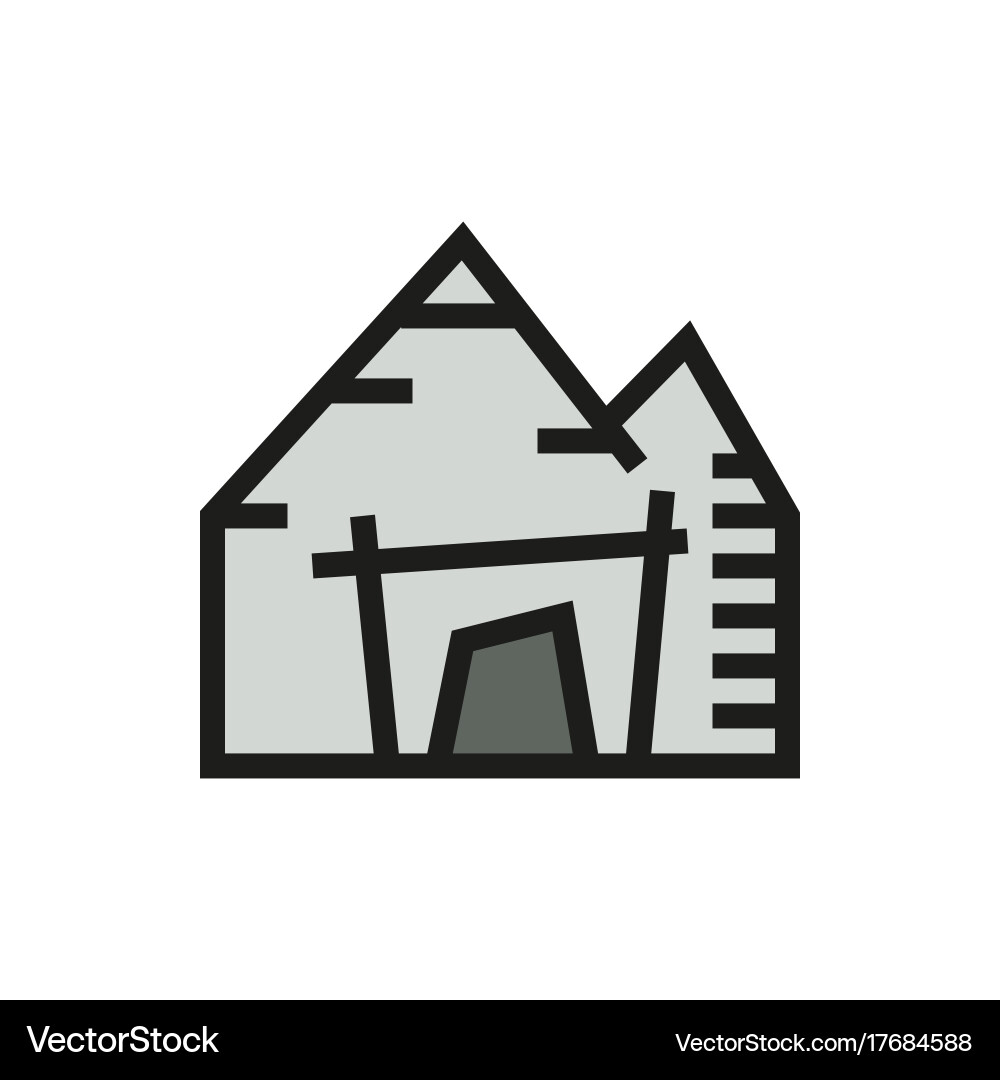 Mining mine entrance icon on white background Vector Image