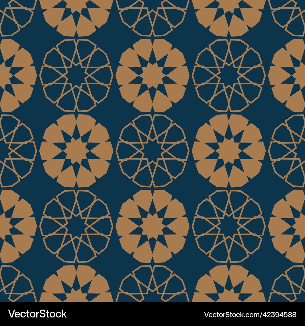 Moroccan mosque pattern in gold and blue color Vector Image
