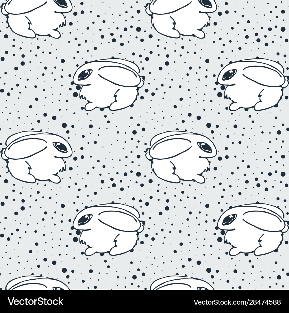 Seamless pattern with cute cartoon little rabbits Vector Image