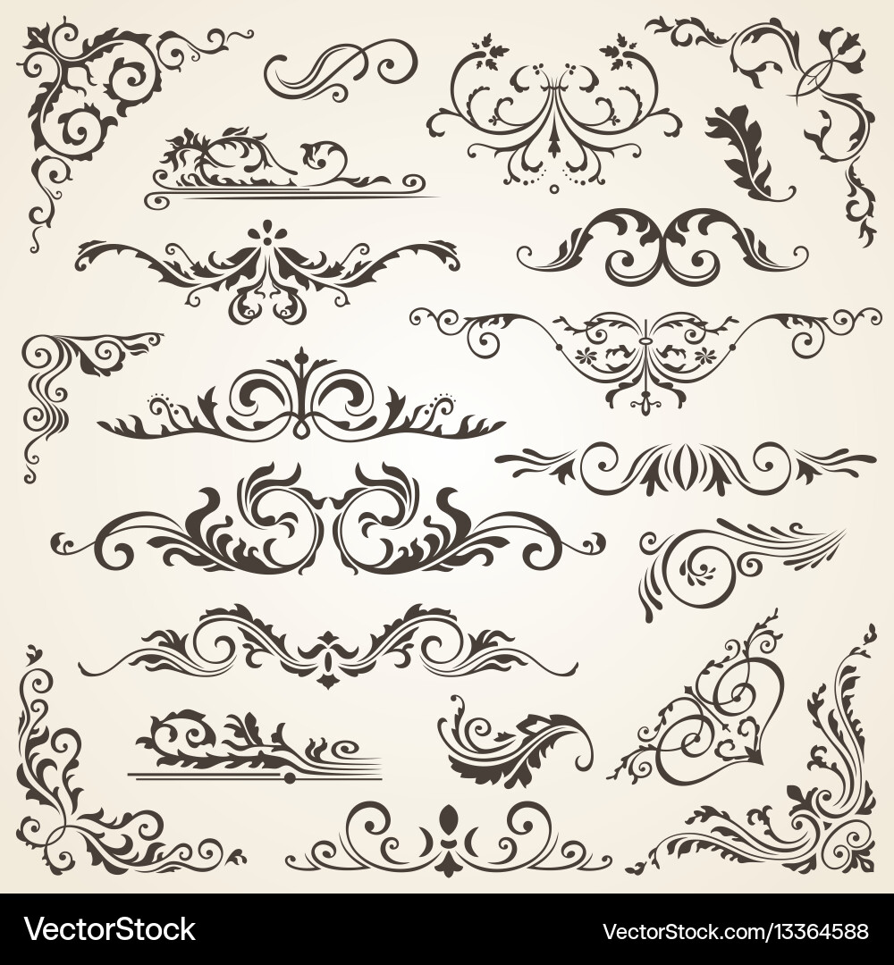 Set of swirl elements for design Royalty Free Vector Image