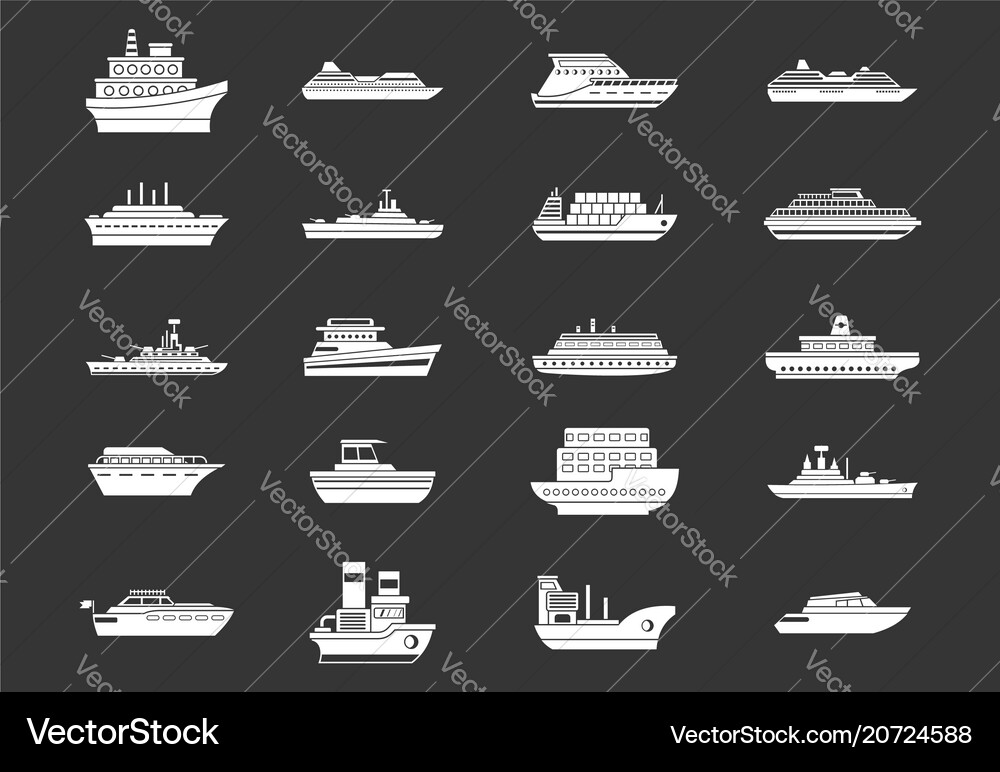 Ship icon set grey Royalty Free Vector Image - VectorStock