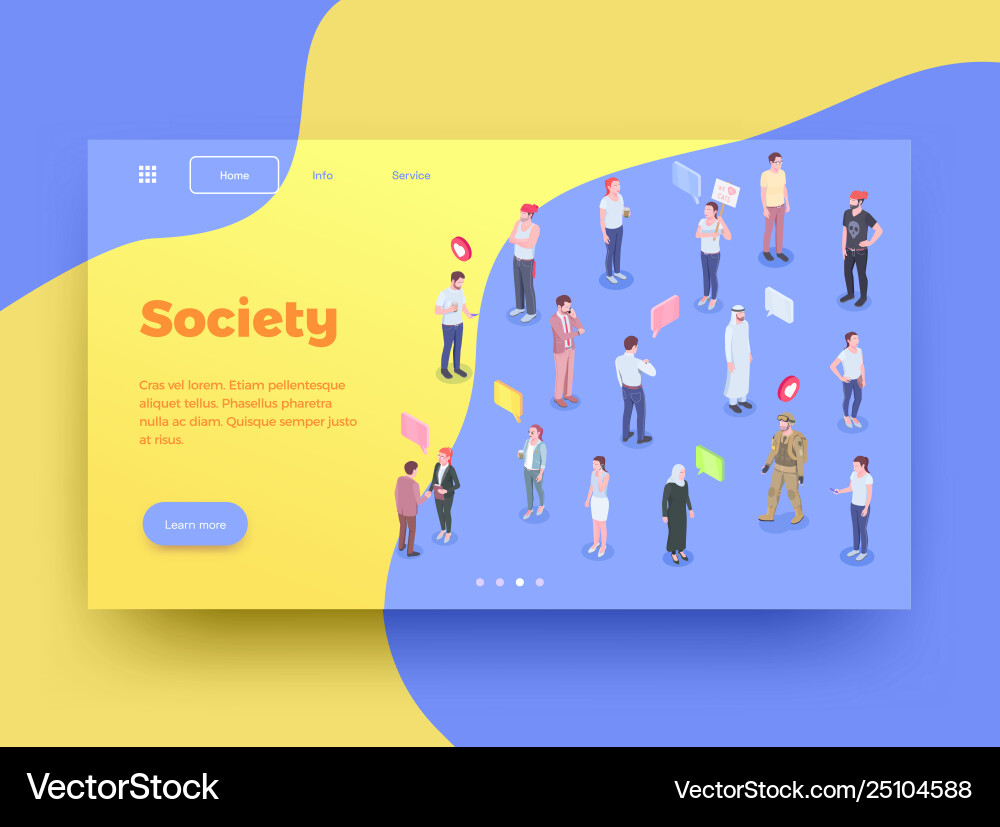 Society landing page design Royalty Free Vector Image