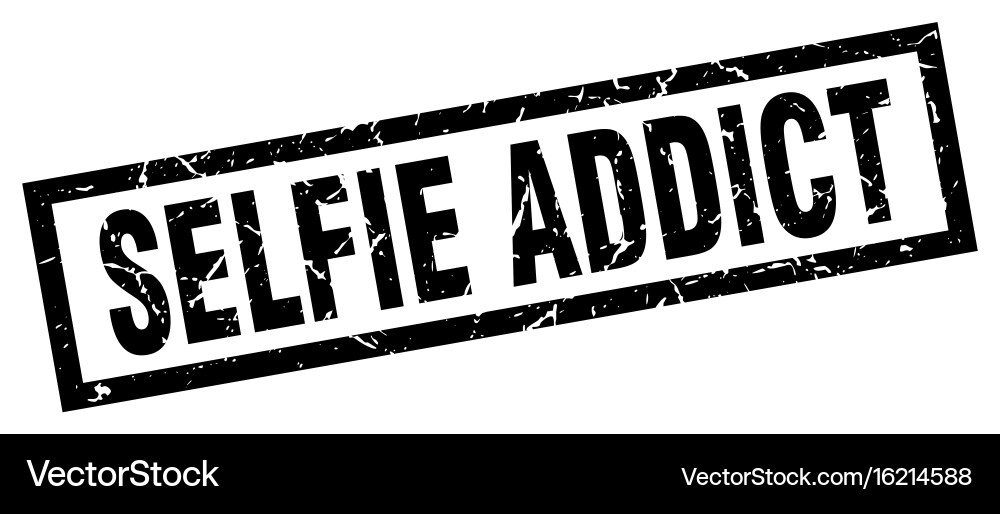Square grunge black selfie addict stamp Royalty Free Vector