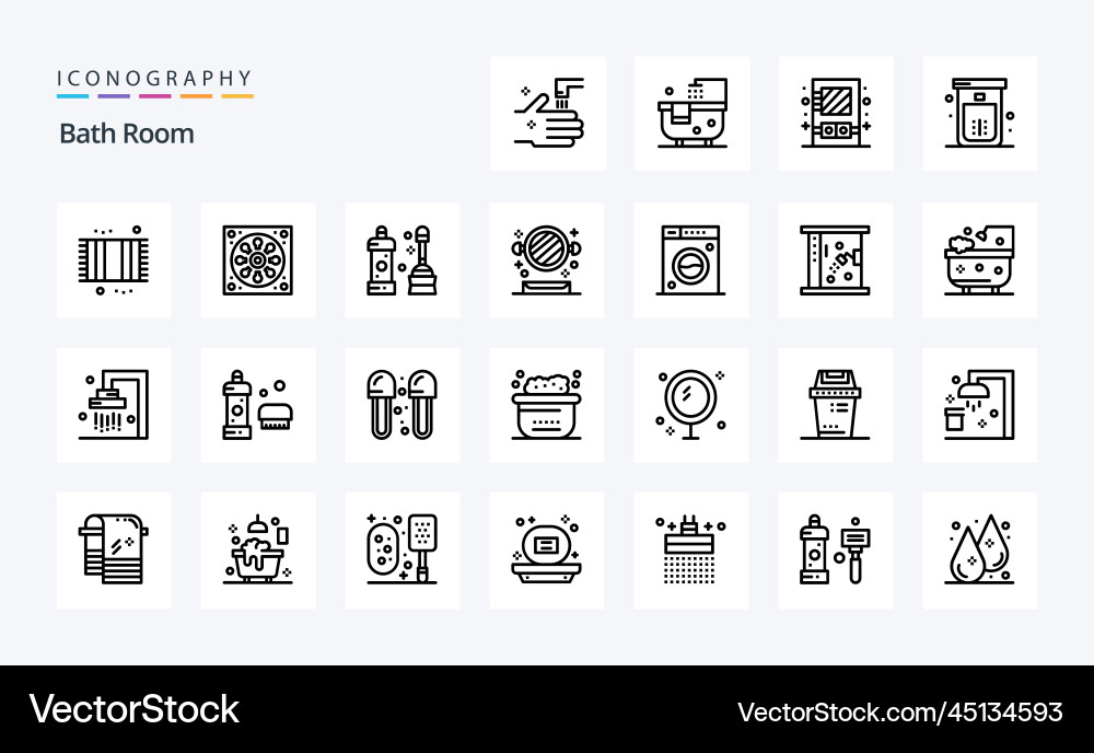 25 bath room line icon pack icons Royalty Free Vector Image