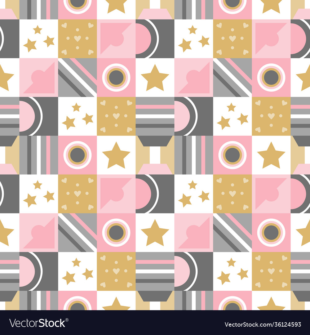 Abstract seamless pattern with squares stars Vector Image