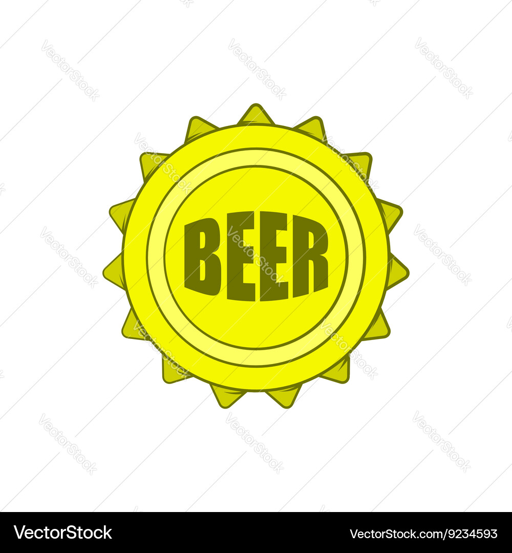 Beer bottle cap icon in cartoon style Royalty Free Vector