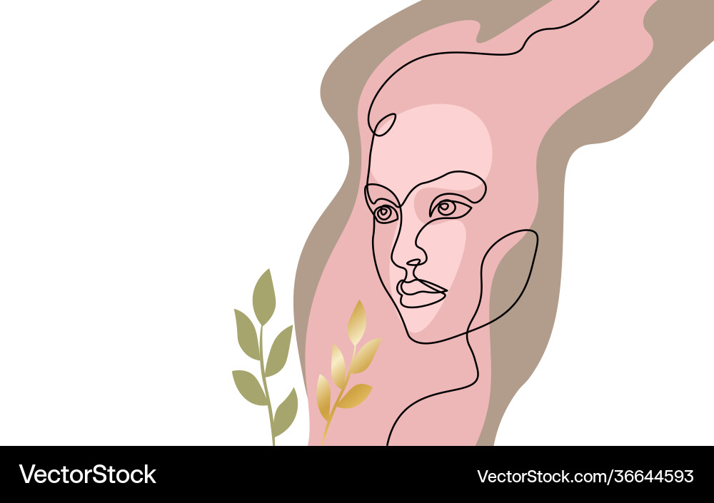 Continuous one single line art girl face concept Vector Image