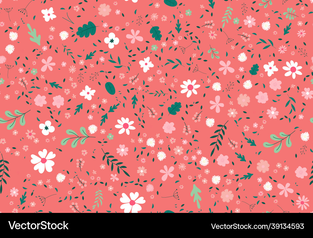 Cute colorful texture with flowes leaves Vector Image