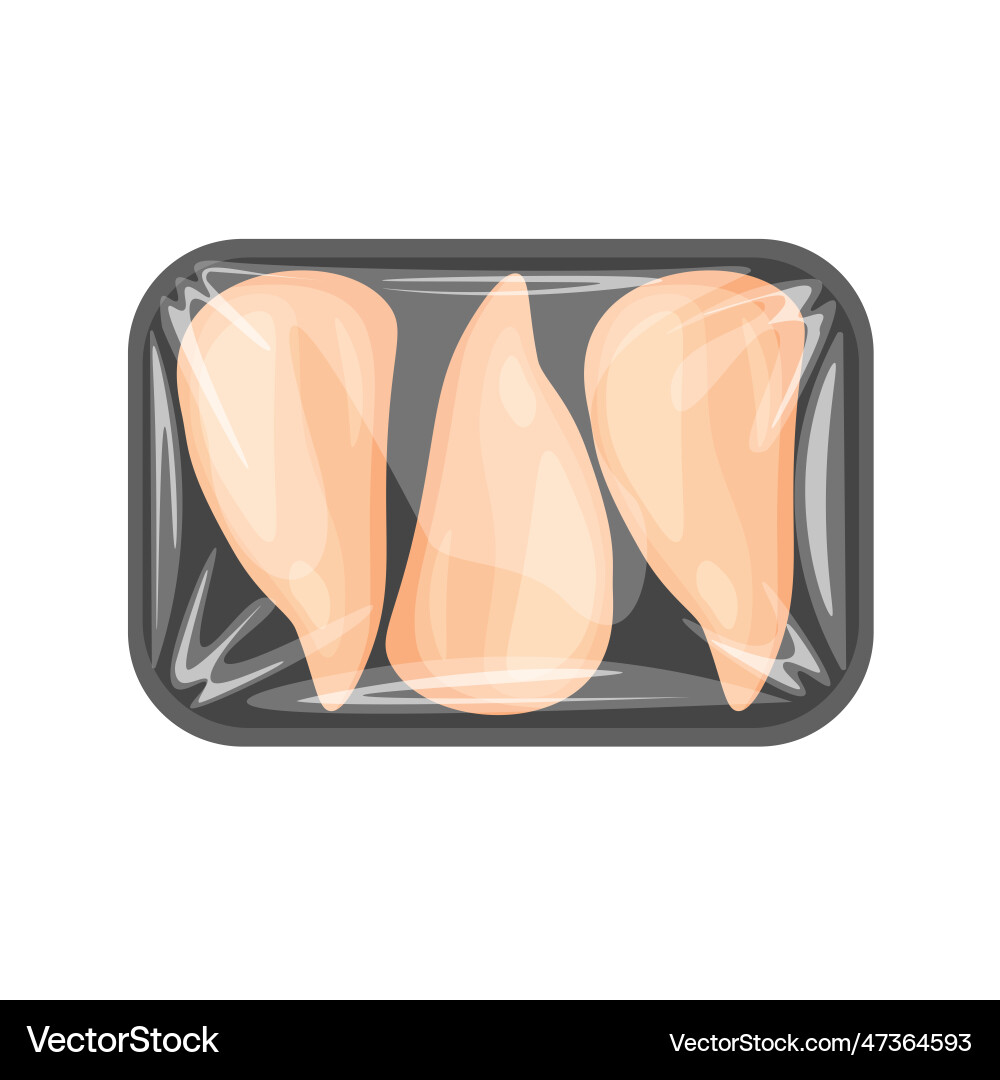 Frozen or fresh chicken fillet in plastic pack Vector Image