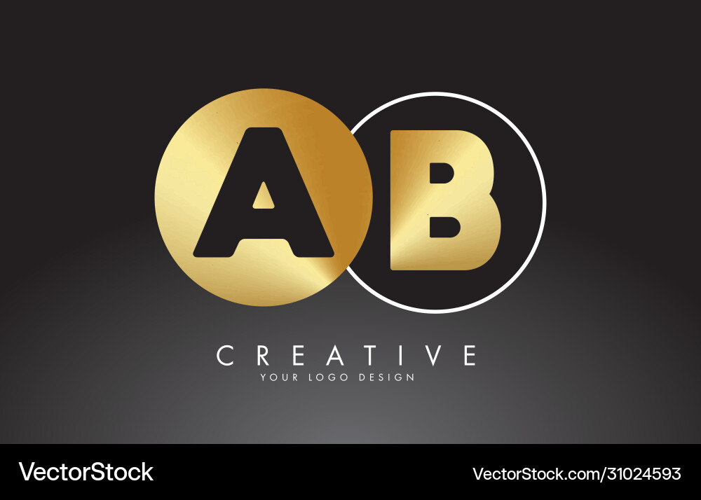 Gold and black ab a b letters logo with circle Vector Image