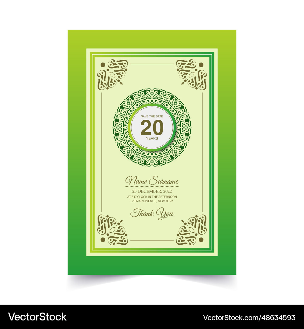 Green birthday card invitation template Royalty Free Vector