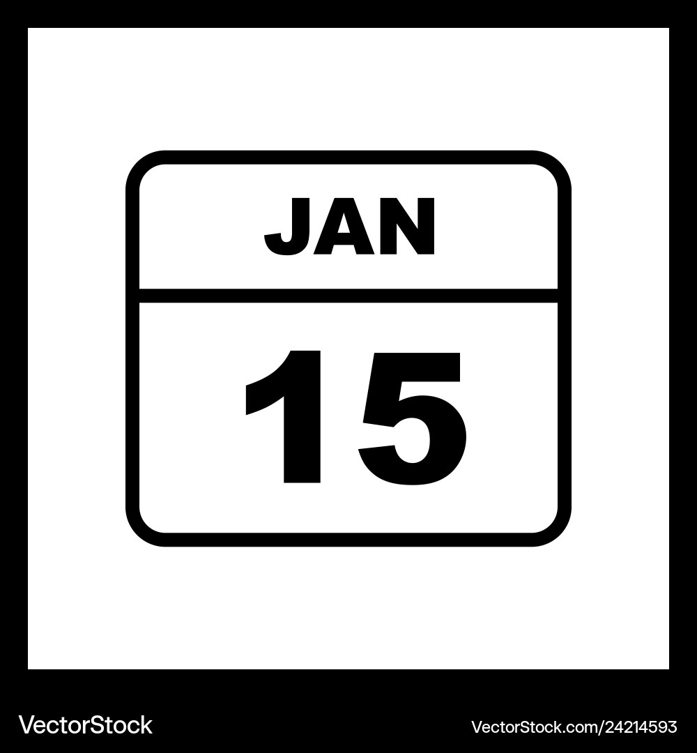 January 15th date on a single day calendar Vector Image