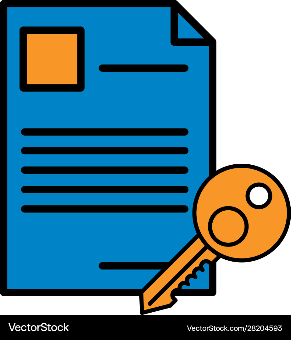 Key house door with document Royalty Free Vector Image