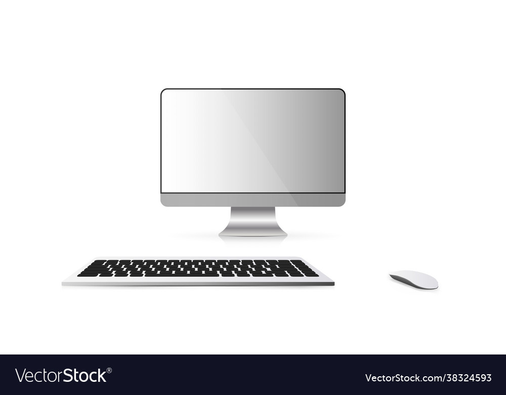 Modern monitor with keyboard isolated on a white Vector Image