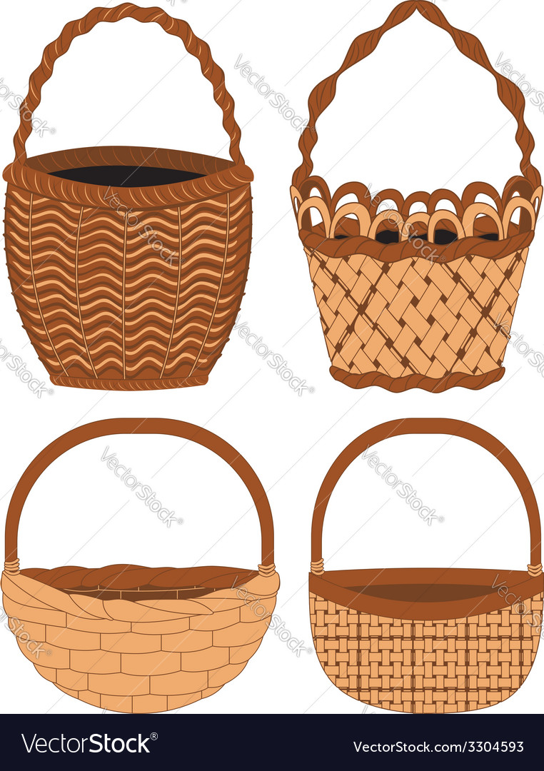 Set baskets Royalty Free Vector Image - VectorStock