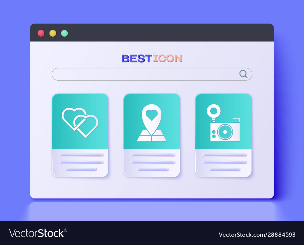 Set map pointer with heart two linked hearts Vector Image