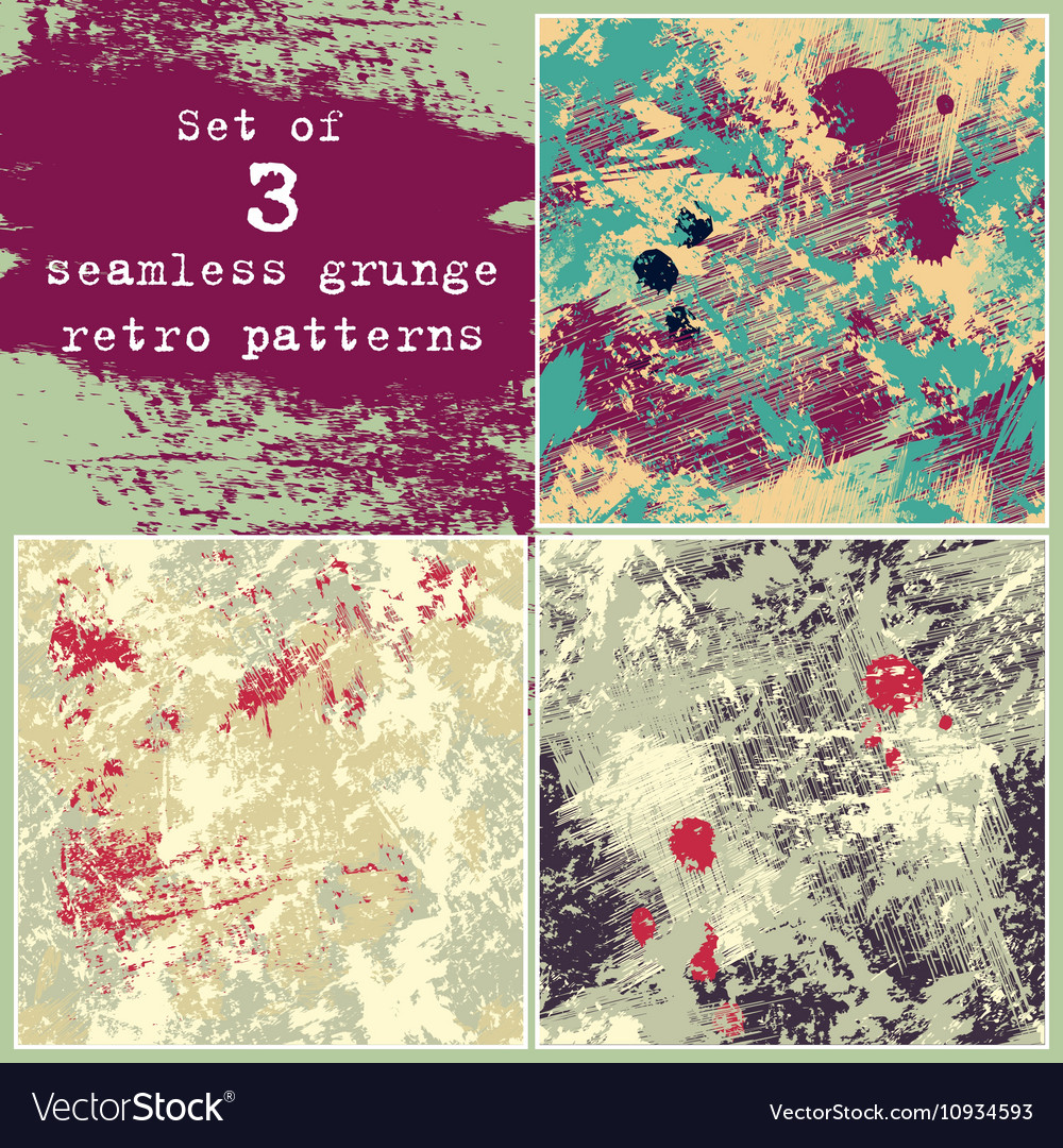 Set of three seamless grunge patterns Royalty Free Vector
